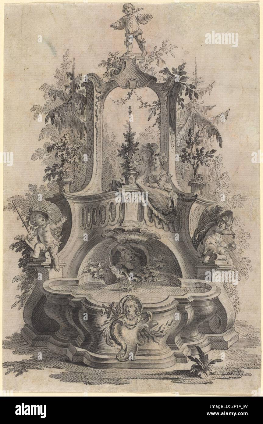 Rococo Fountain with Lovers and the Four Elements Stock Photo - Alamy