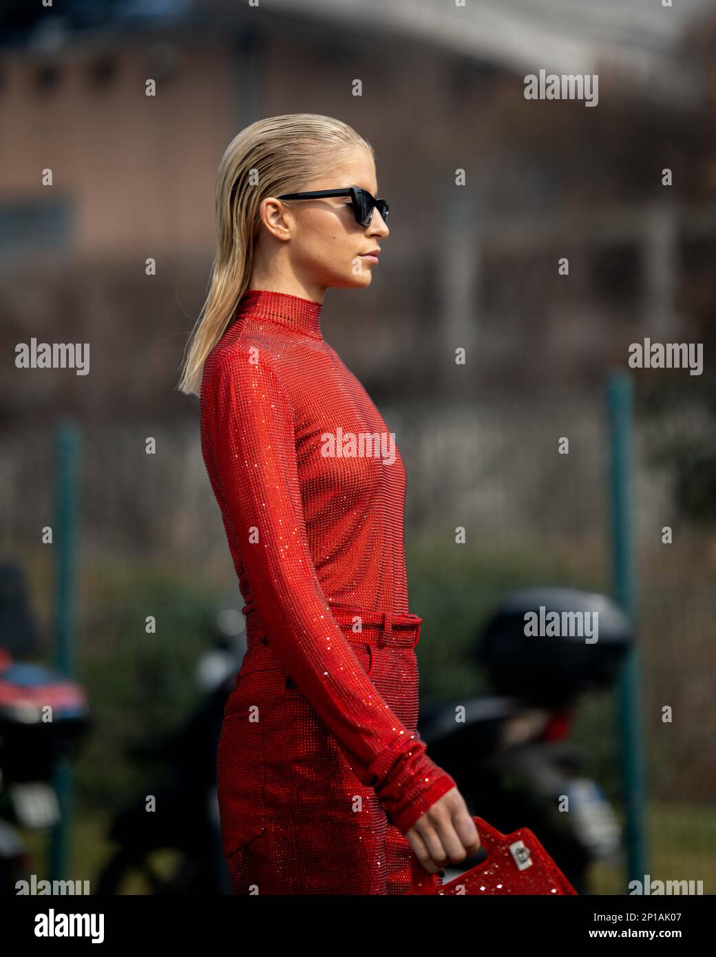 Caro Daur Style After Ferragamo Milan Fashion Week AW23/24 Stock Photo ...