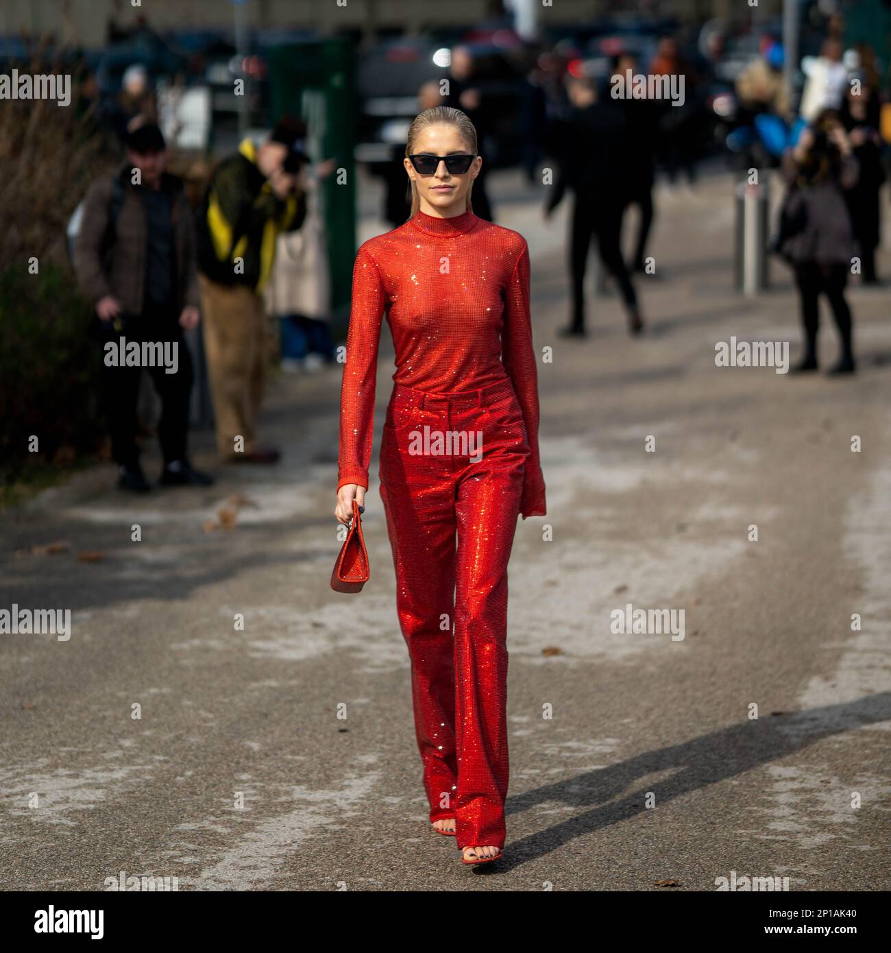 Caro Daur Style After Ferragamo Milan Fashion Week AW23/24 Stock Photo ...
