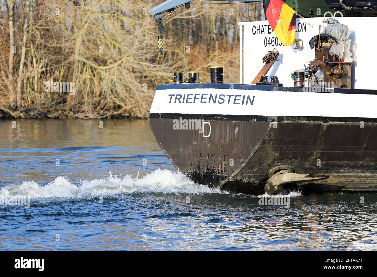 barges on the main, a river in germany Stock Photo - Alamy
