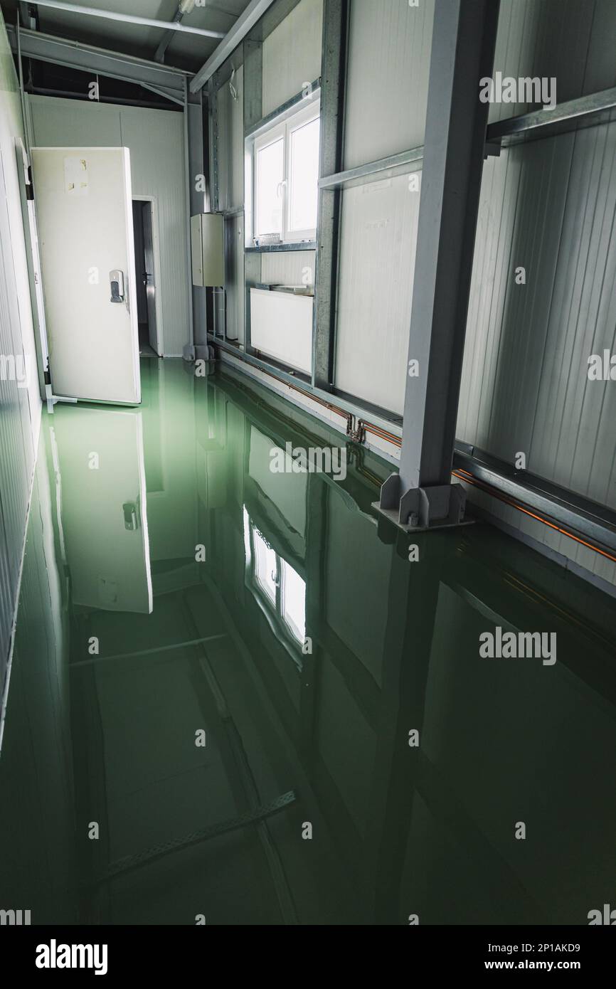 New cold rooms in the butchery industry with green epoxy resin floors ...