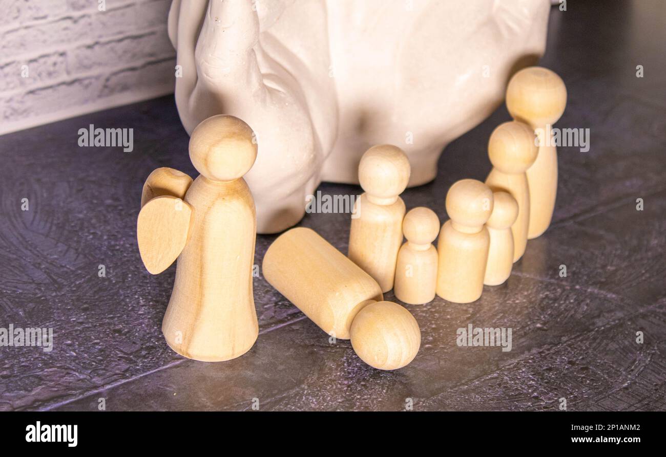 Christian family. Cross. CHRIST IS RISEN. Happy family on the nature ...