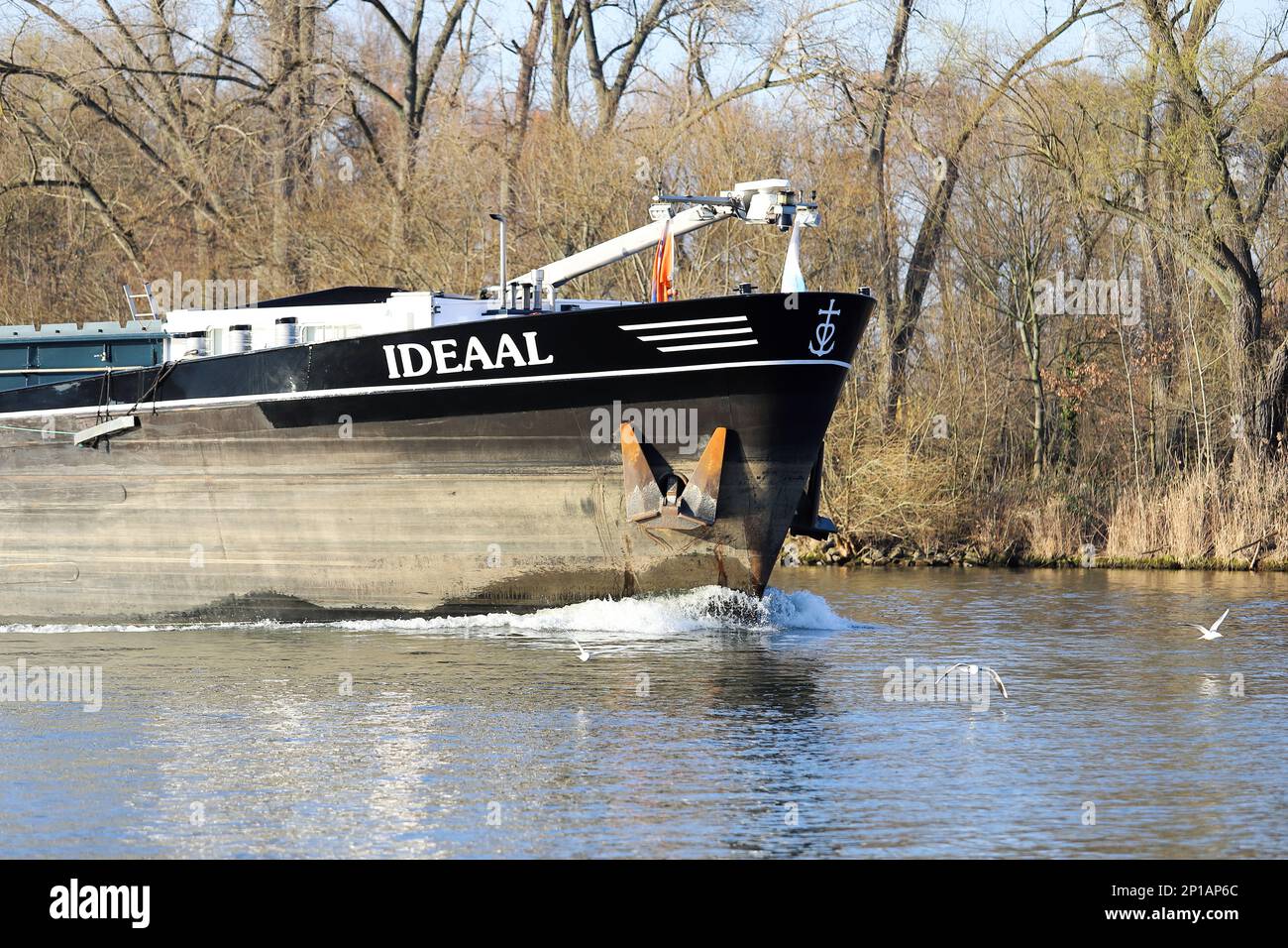 barges on the main, a river in germany Stock Photo - Alamy