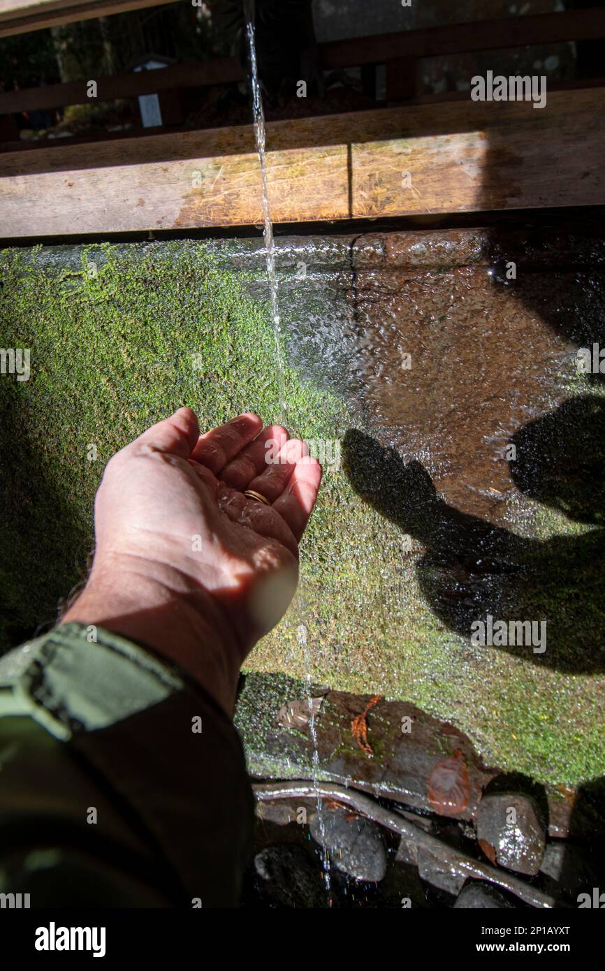 Whashing hands, Hakone Shrine, Hakone, Japan Stock Photo - Alamy