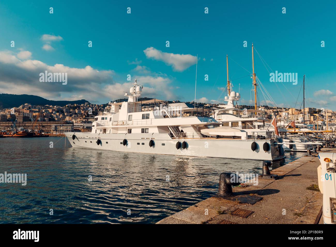 luxury yacht anchored in the port during the summer Stock Photo - Alamy