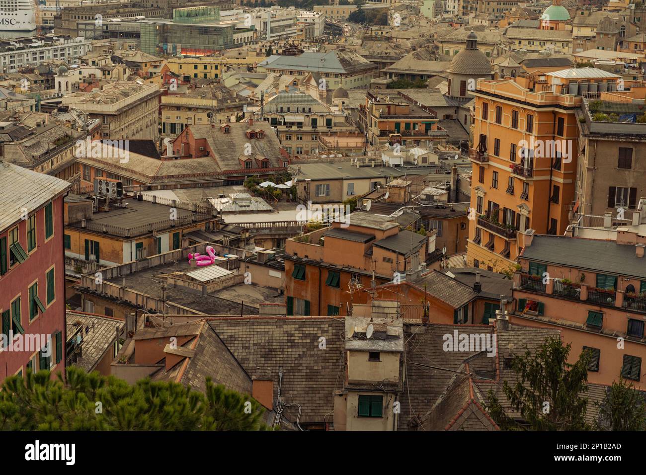 Genoa, 27 September 2021, spectacular views of the historic city center ...