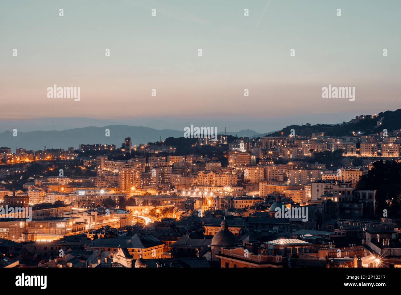 Genoa, 27 September 2021, Absolutely spectacular night view over the ...