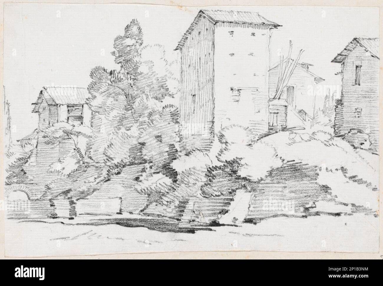 Italian Farm Buildings by a Stream, 1744/1750 Stock Photo - Alamy