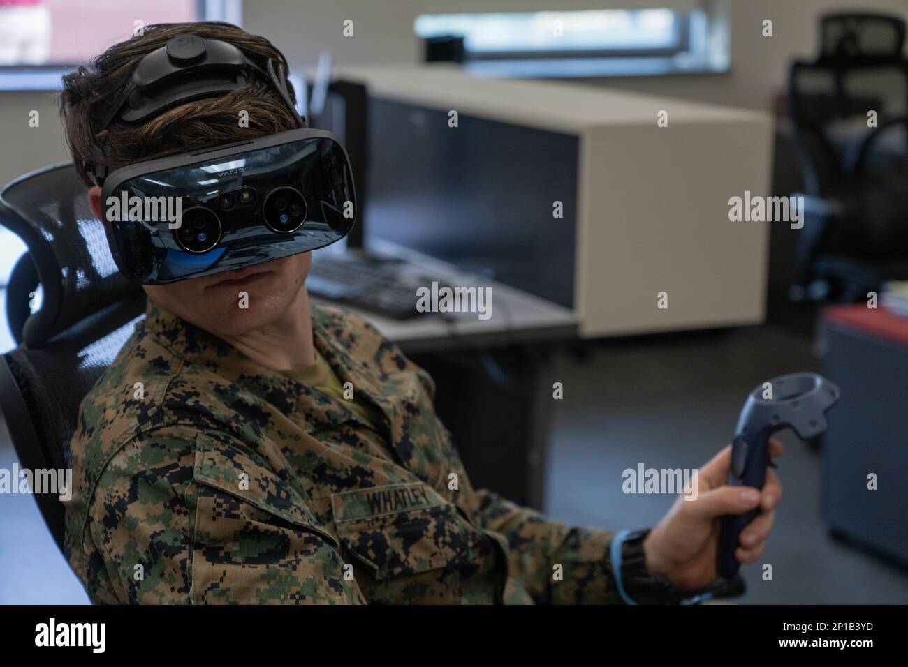 U.S. Marine Corps Sgt. Mason Whatley, a radio operator with 1st Air ...