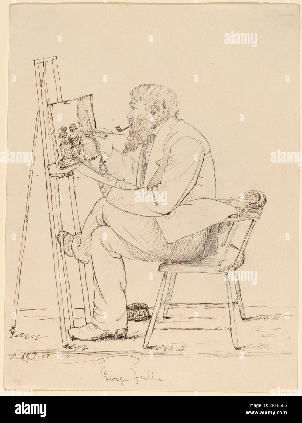 Sketching - George Fuller, 1858 Stock Photo - Alamy