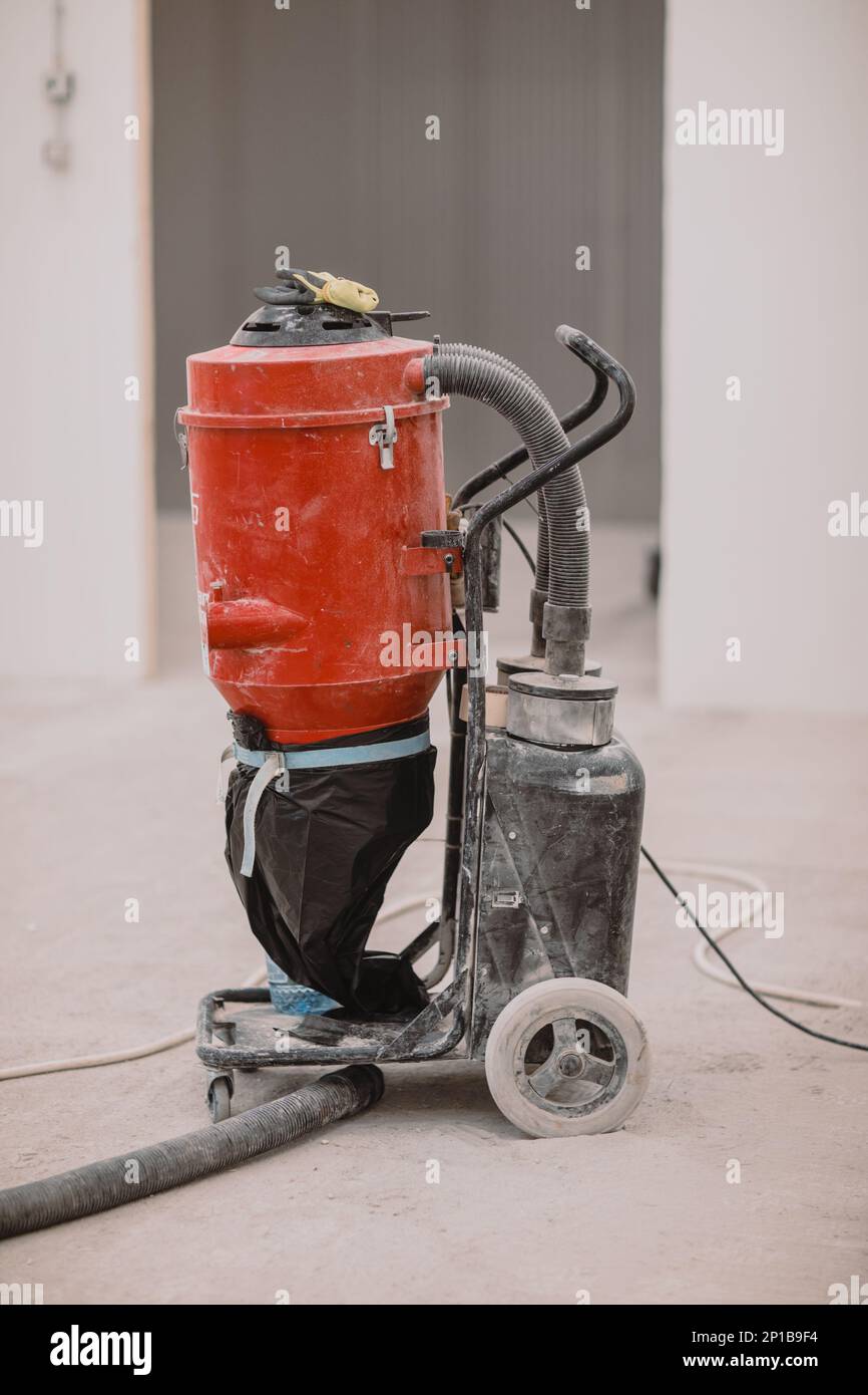 Industrial vacuum cleaner used on site attachable to the grinder Stock ...