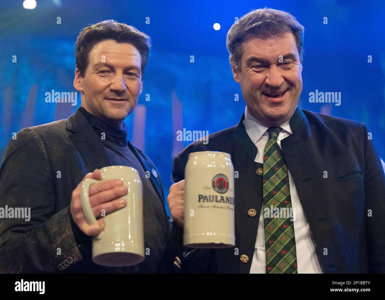 Munich, Germany. 03rd Mar, 2023. Markus Söder (r, CSU), Prime Minister ...