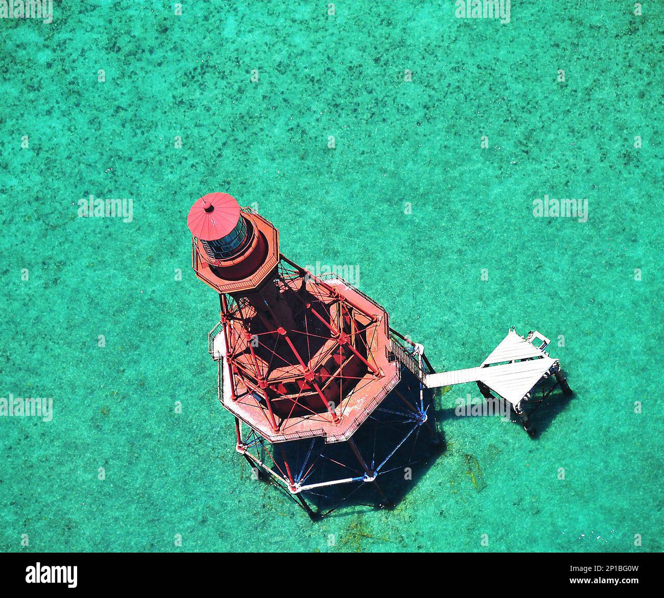 The American Shoal lighthouse, located east of the Saddlebunch Keys ...