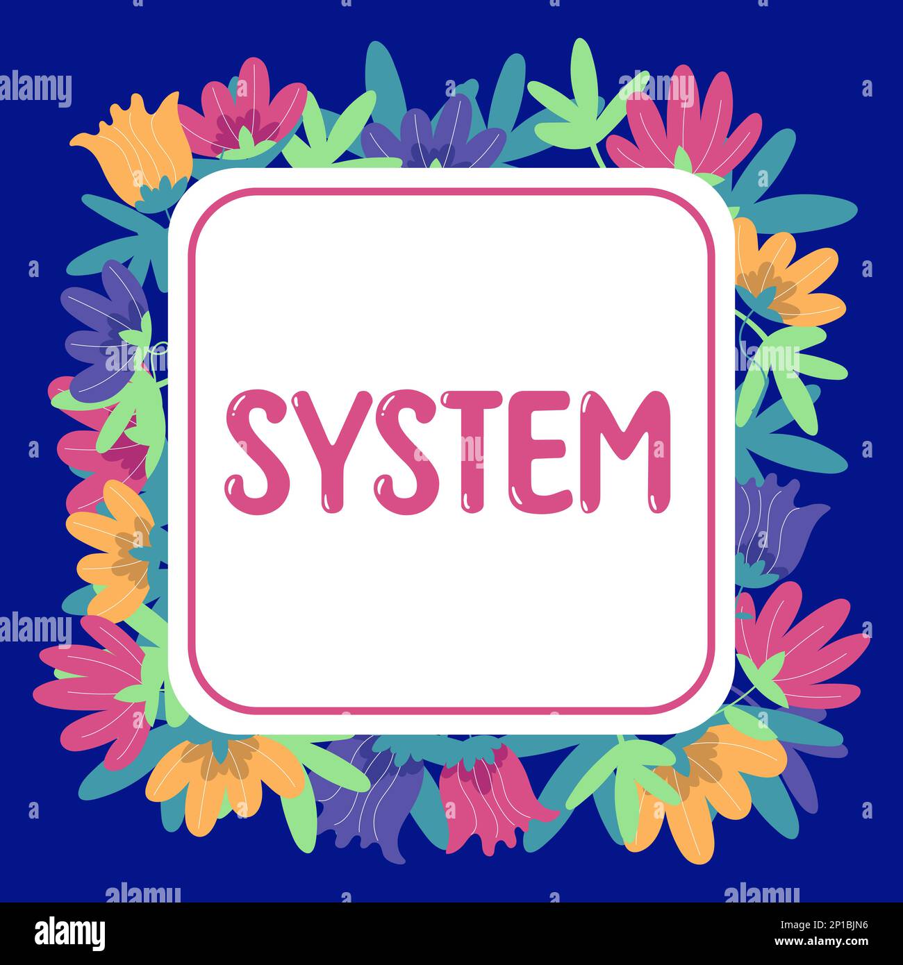 Hand writing sign System. Business showcase set of things working ...