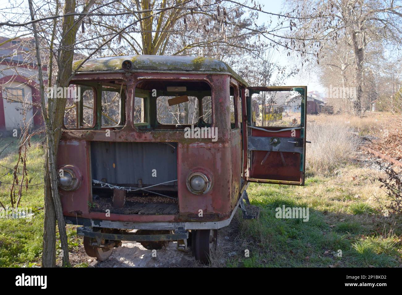 An abandoned railcar track maintenance speeder built by Beilhack in ...
