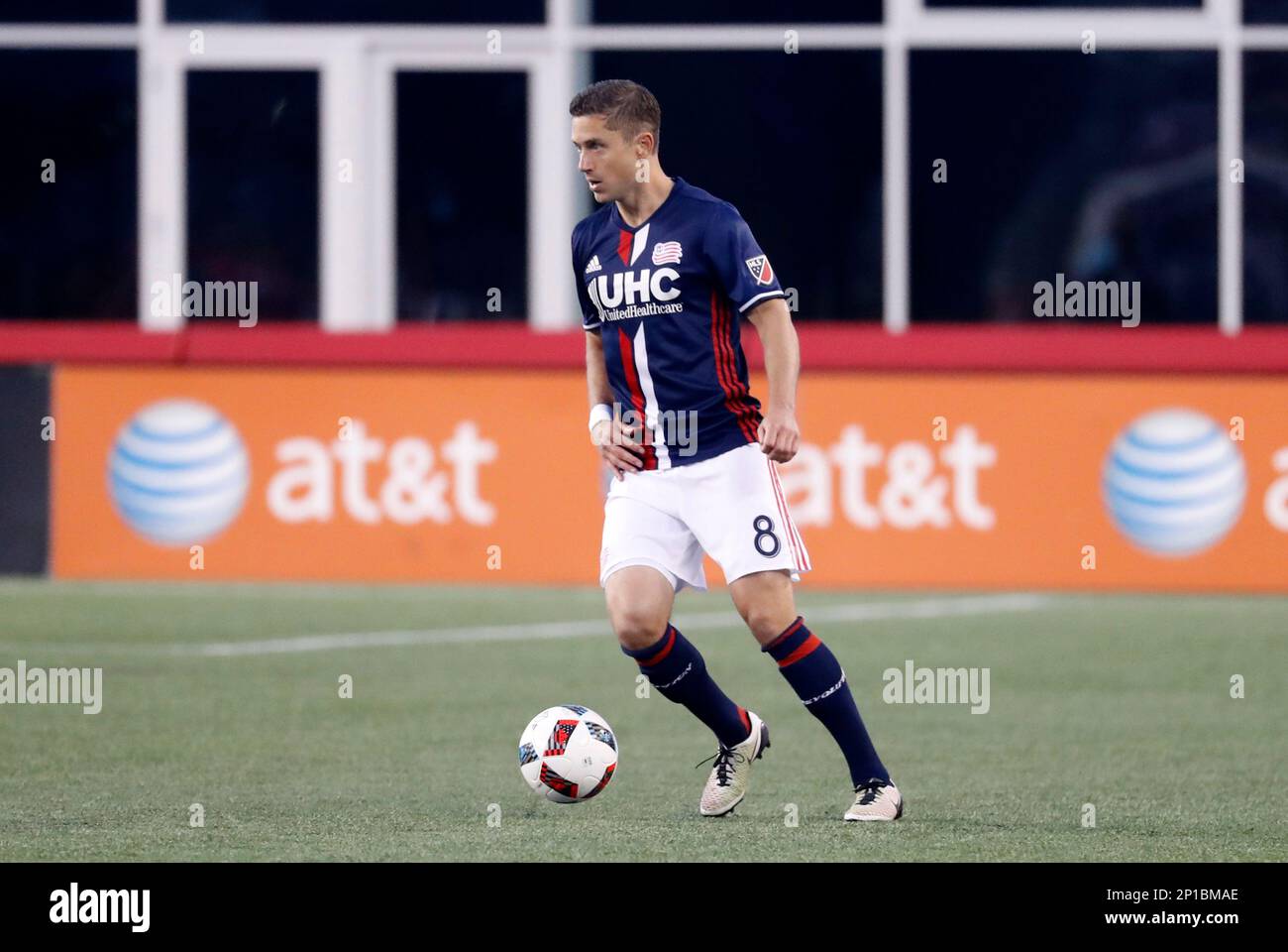 21 May 2016: New England Revolution midfielder Chris Tierney (8) looks ...