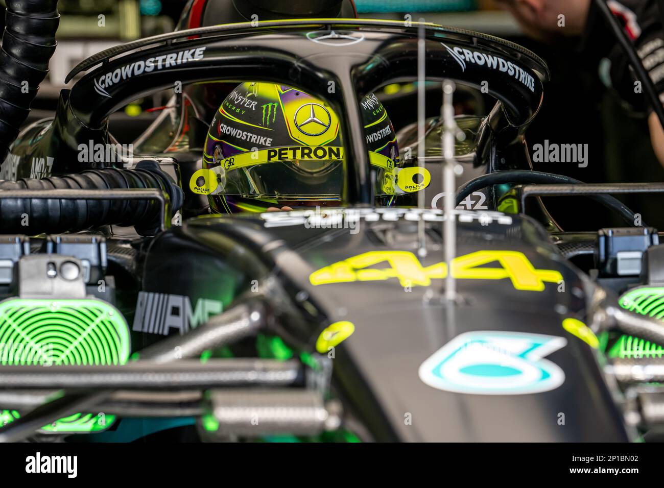 BAHRAIN INTERNATIONAL CIRCUIT, BAHRAIN - MARCH 03: Lewis Hamilton ...