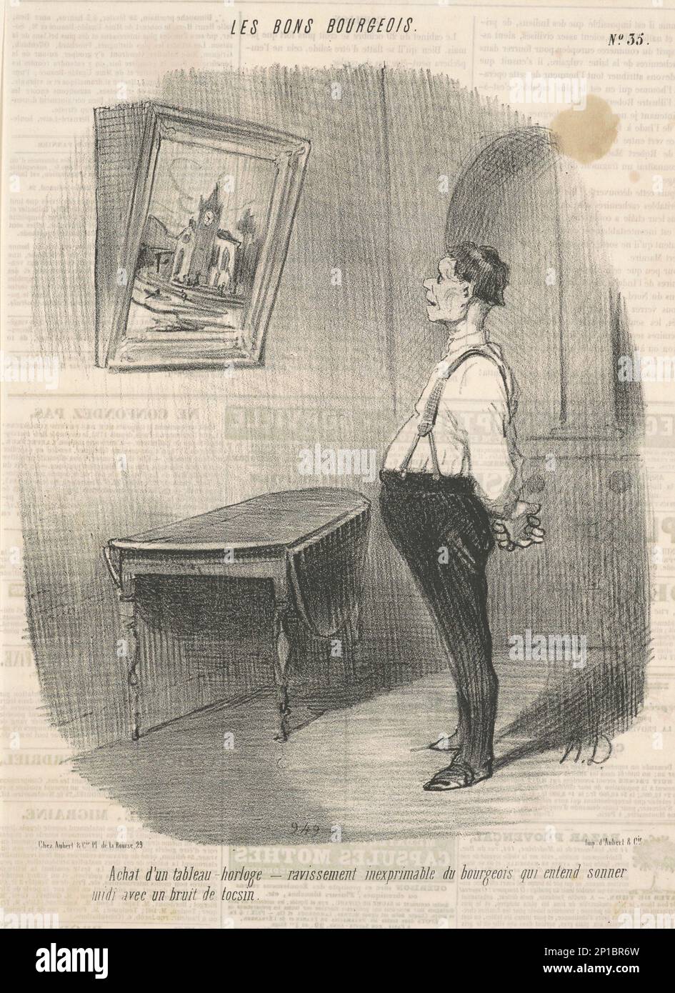 Achat d'un tableau horloge, 19th century. Purchase of a clock picture ...