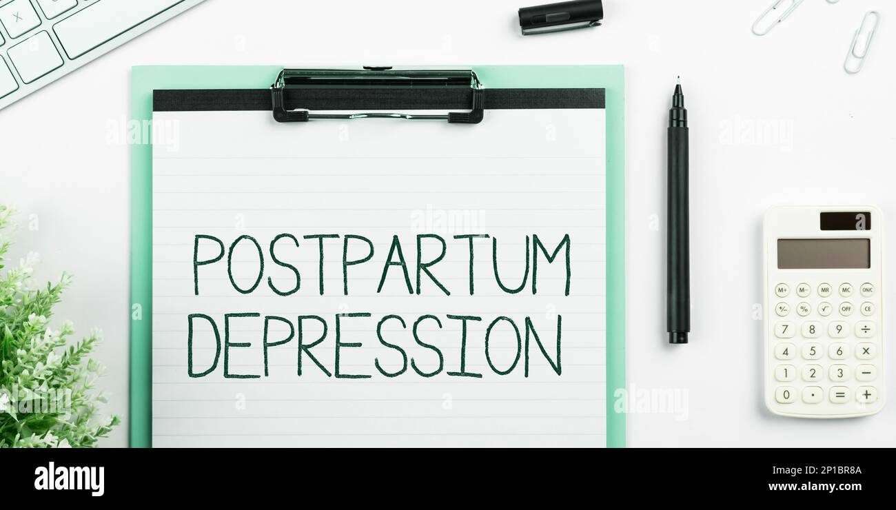 Text showing inspiration Postpartum Depression. Concept meaning a mood ...
