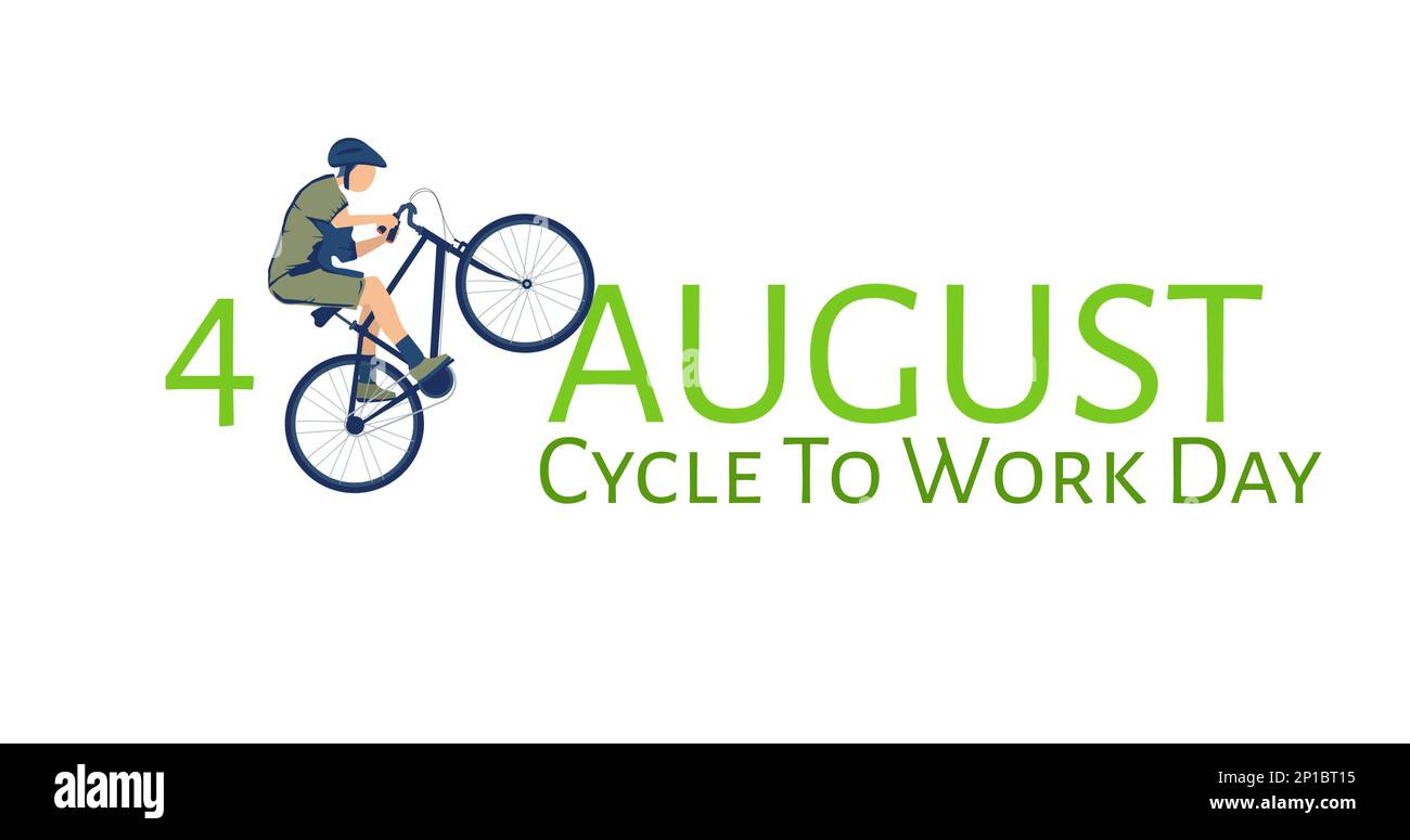 Illustration of man riding bicycle and 4 august with cycle to work day ...