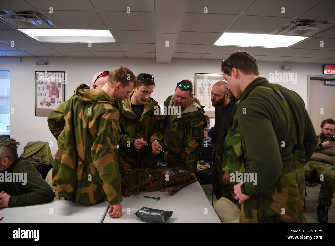 Members of the Norwegian Home Guard conduct training at the Medical ...