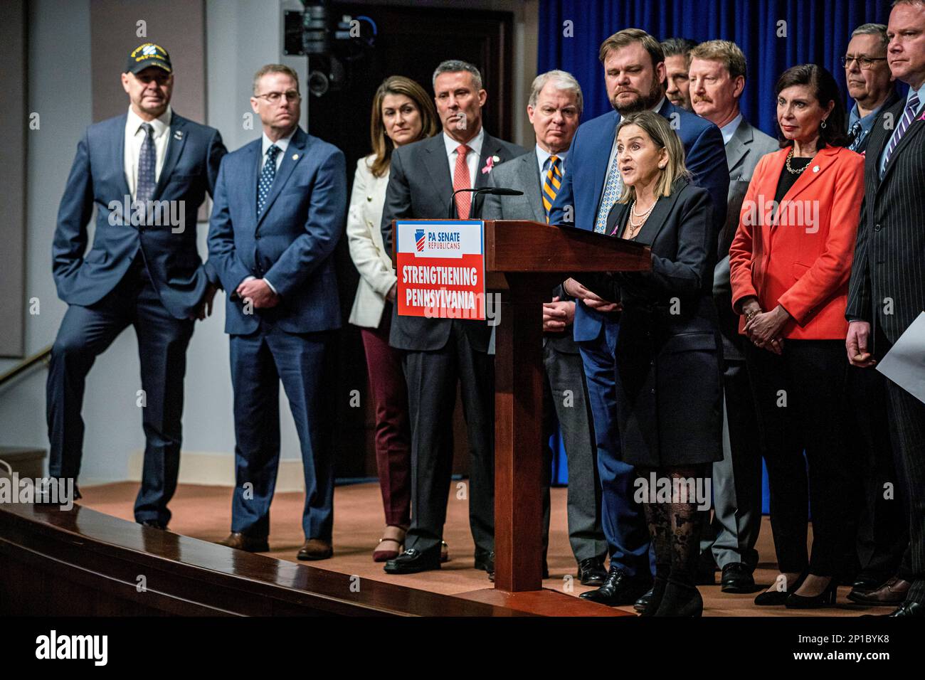 Senate President Pro Tempore Kim Ward speaks as Pennsylvania Senate ...