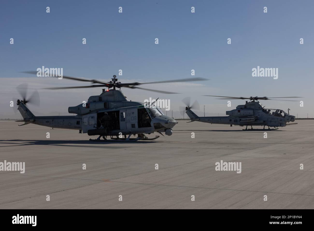 U.S. Marines with Marine Light Attack Helicopter Squadron (HMLA) 167 ...
