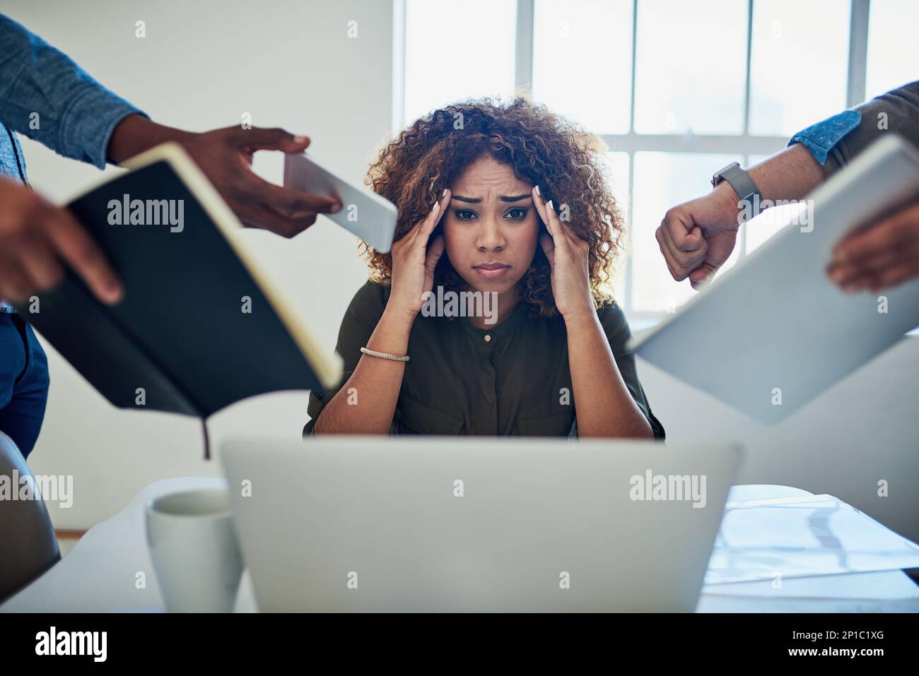 Can I get a moment to breathe. Shot of a stressed out young woman ...