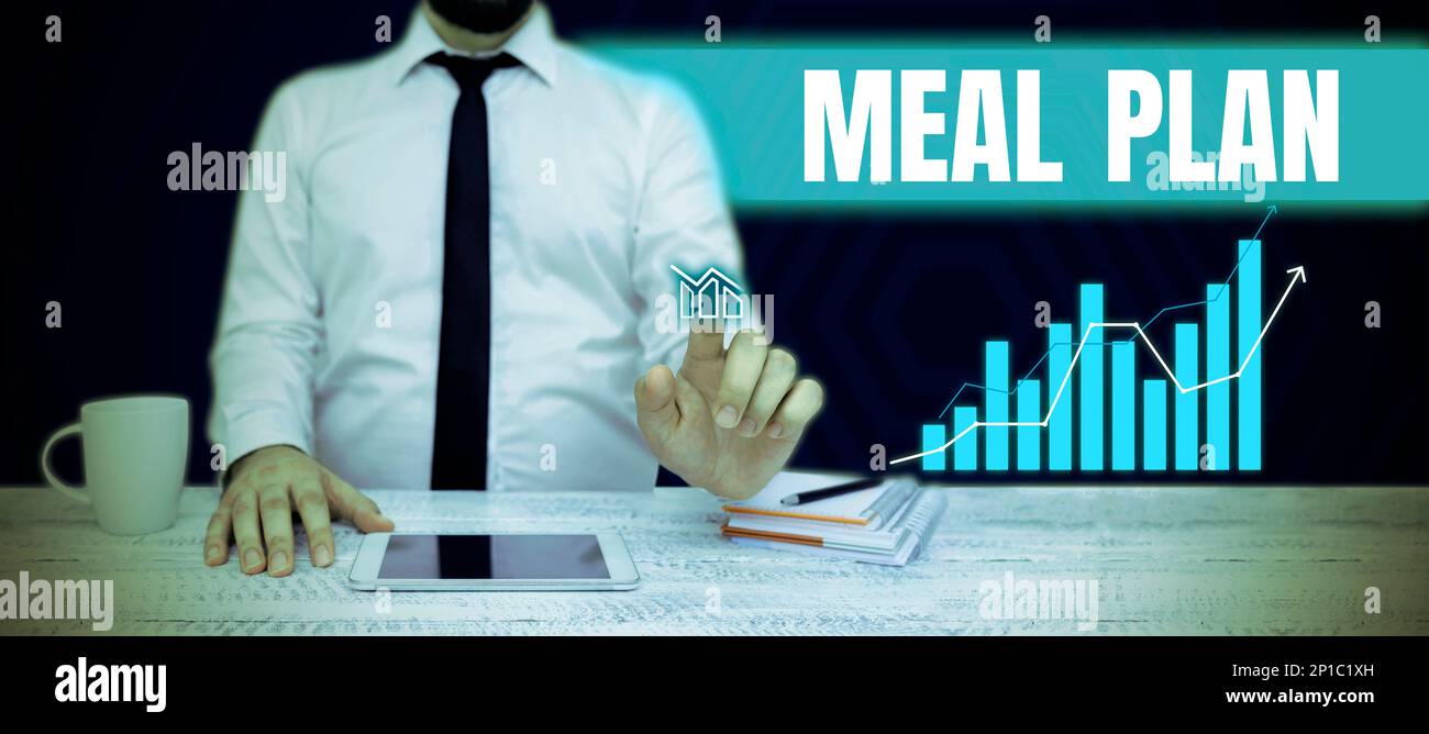 Text sign showing Meal Plan. Concept meaning arrangement scheme of what ...