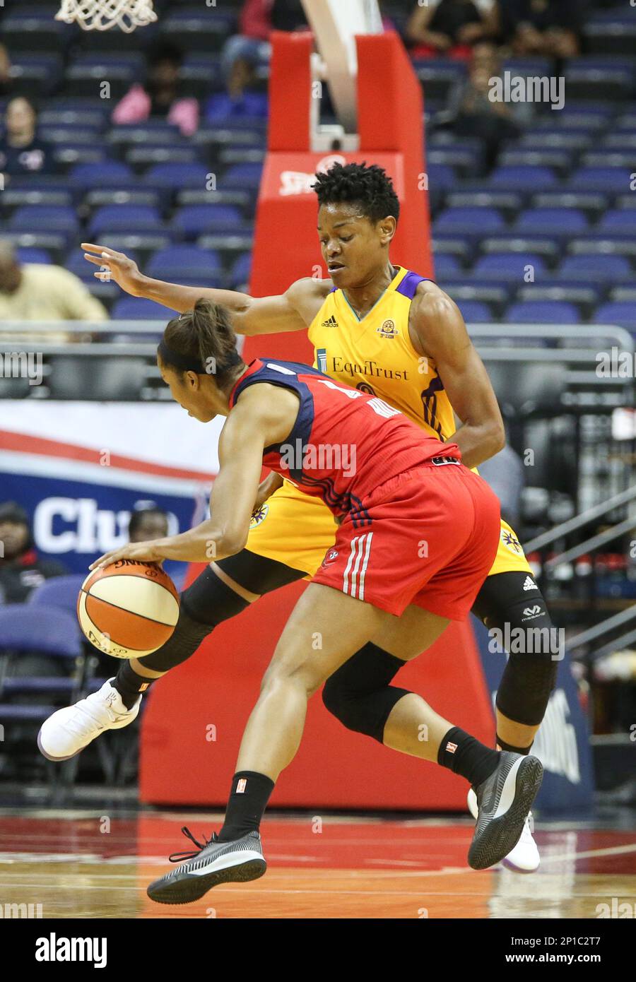 May 20 2016: Washington Mystics guard Tayler Hill (4) dribbles towards ...