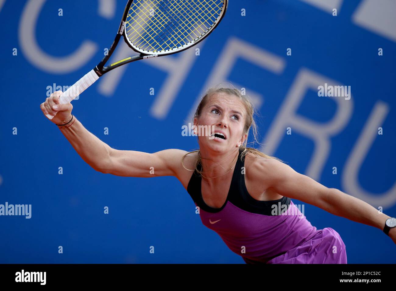 Annika Beck from Germany returns a ball to Mariana Duque-Marino from ...