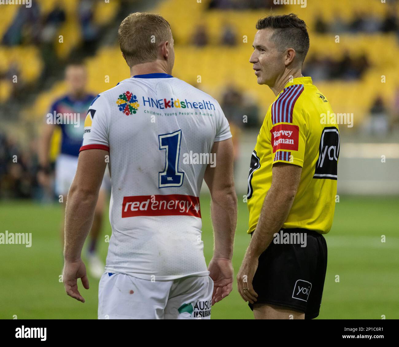 Wellington, New Zealand. 3rd Mar, 2023. Referee Chris Sutton seems ...