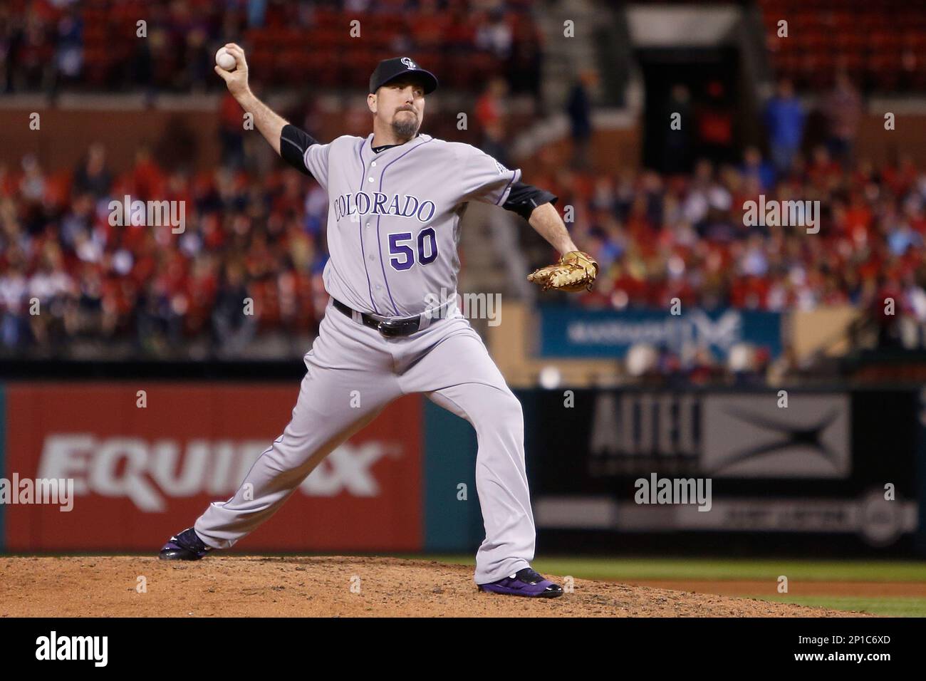 18 MAY 2016: Colorado Rockies relief pitcher Chad Qualls (50) pitches ...
