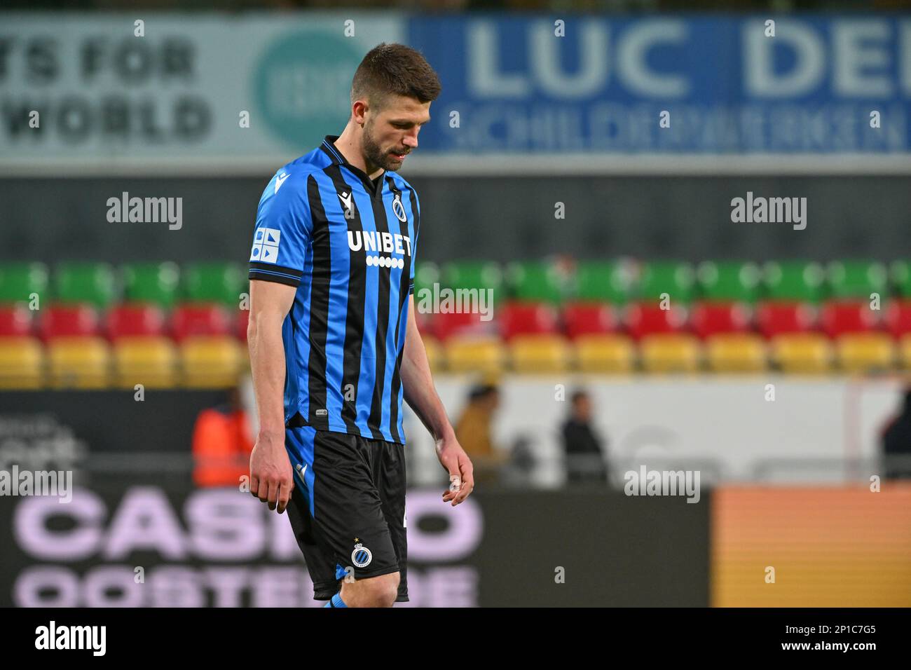 Brandon Mechele (44) of Club Brugge pictured looking dejected and disappointed during a soccer ...