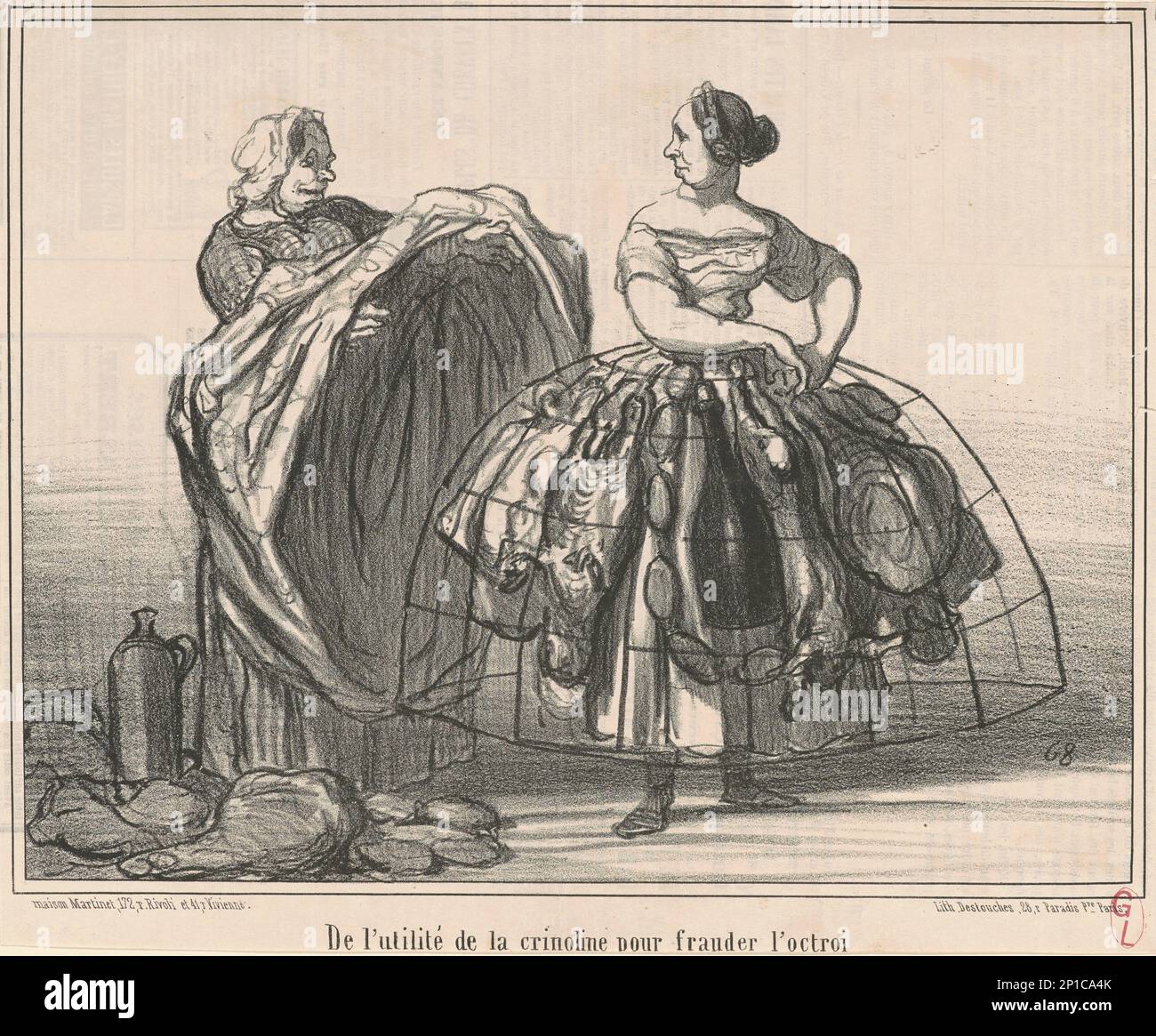De l'utilité de la crinoline pour frauder l'octroi, 19th century.The ...