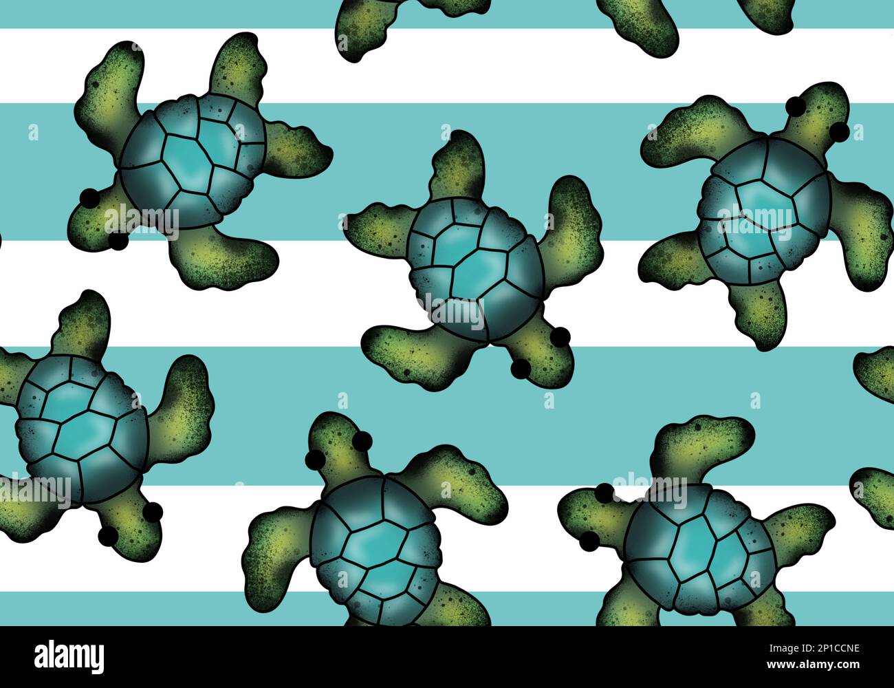 Animals cartoon seamless turtle and water ocean waves pattern for ...