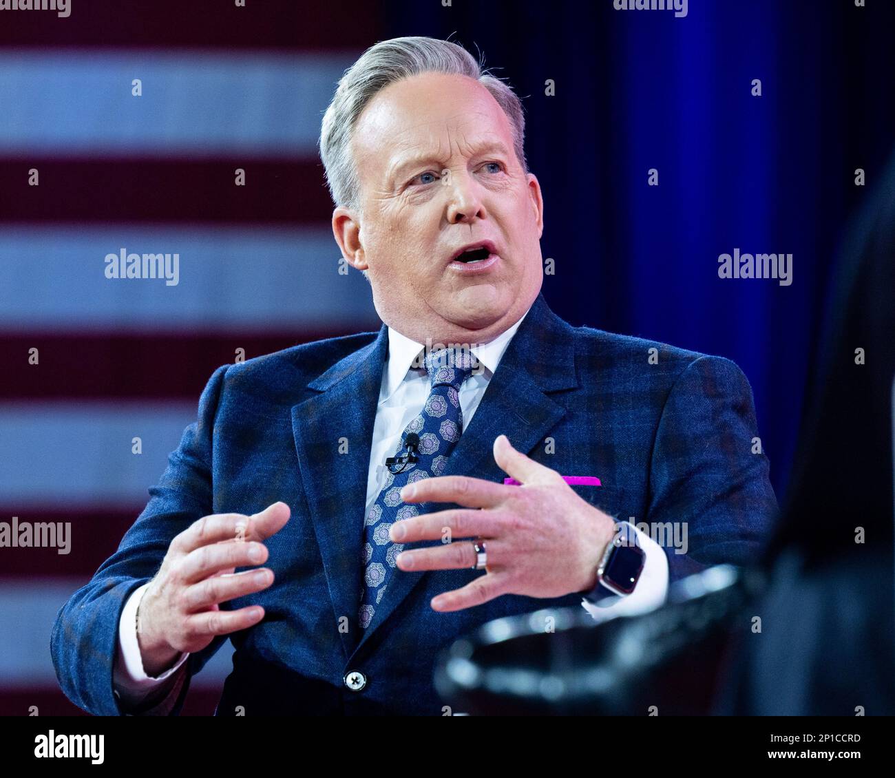 Sean Spicer, former White House Press Secretary, speaking at the ...