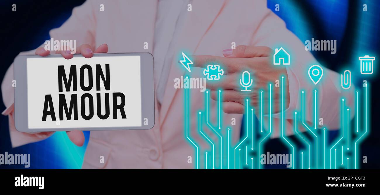 Text showing inspiration Mon Amour. Internet Concept French name of ...