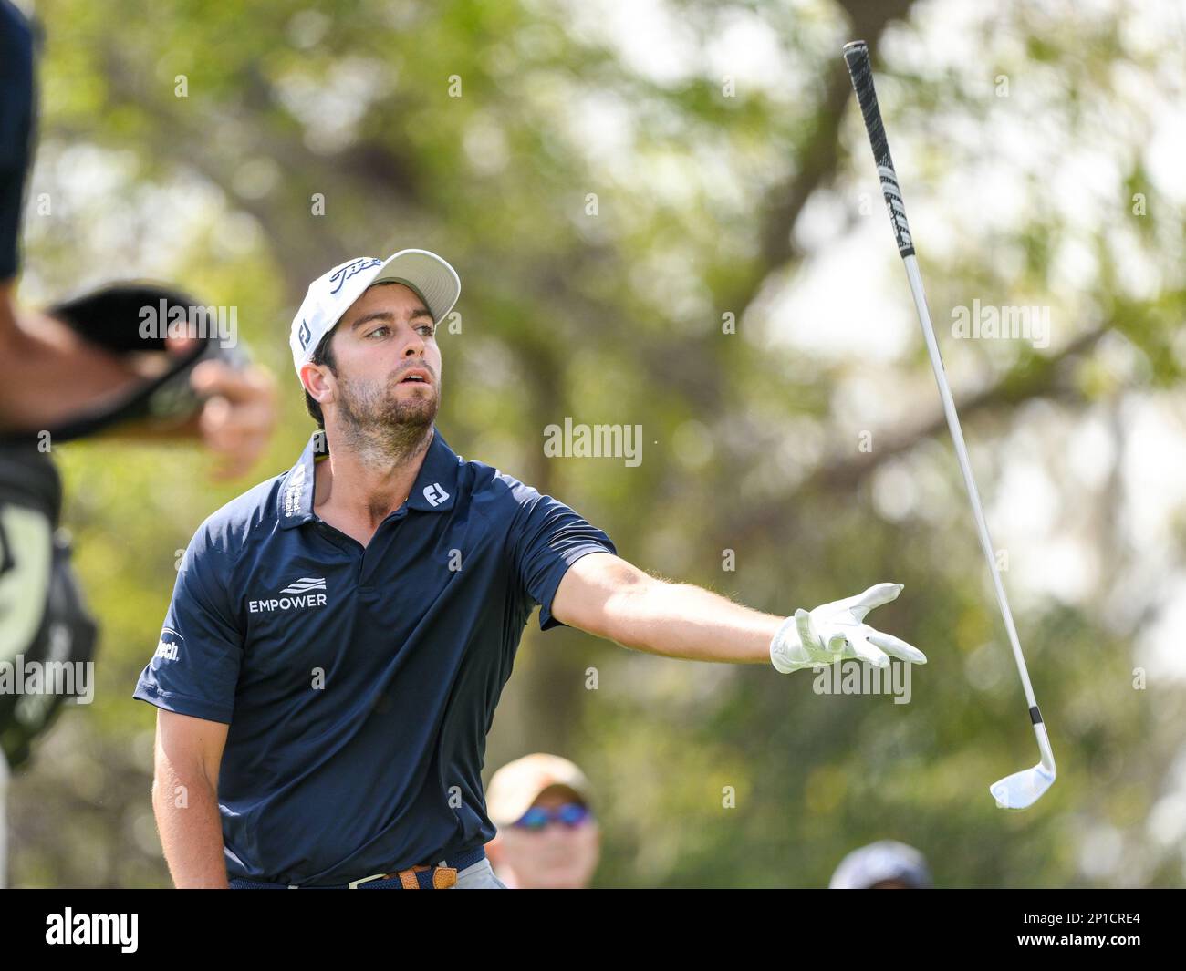 Orlando, FL, USA. 3rd Mar, 2023. Davis Riley on #7 tee tosses his club ...