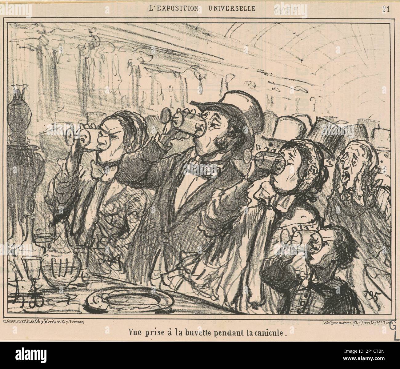 Vue prise a la buvette pendant la canicule, 19th century.The Universal ...