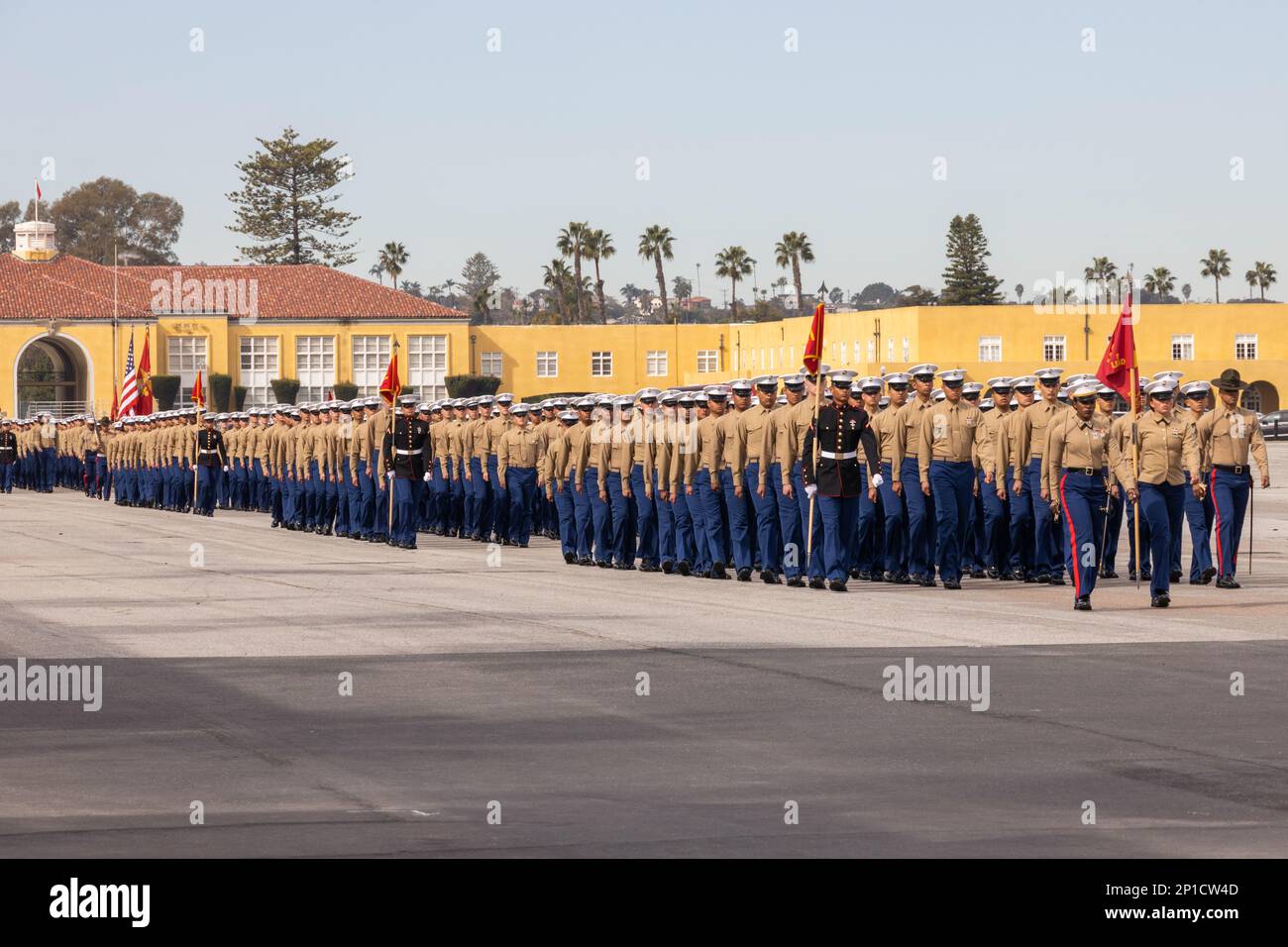 U.S. Marines with Echo Company, 2nd Recruit Training Battalion, march ...