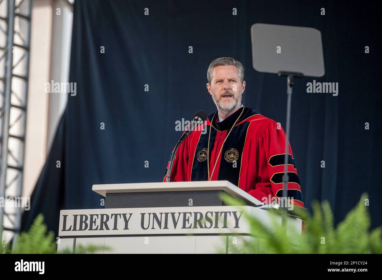 Liberty University President Jerry Falwell Jr. delivers remarks during ...