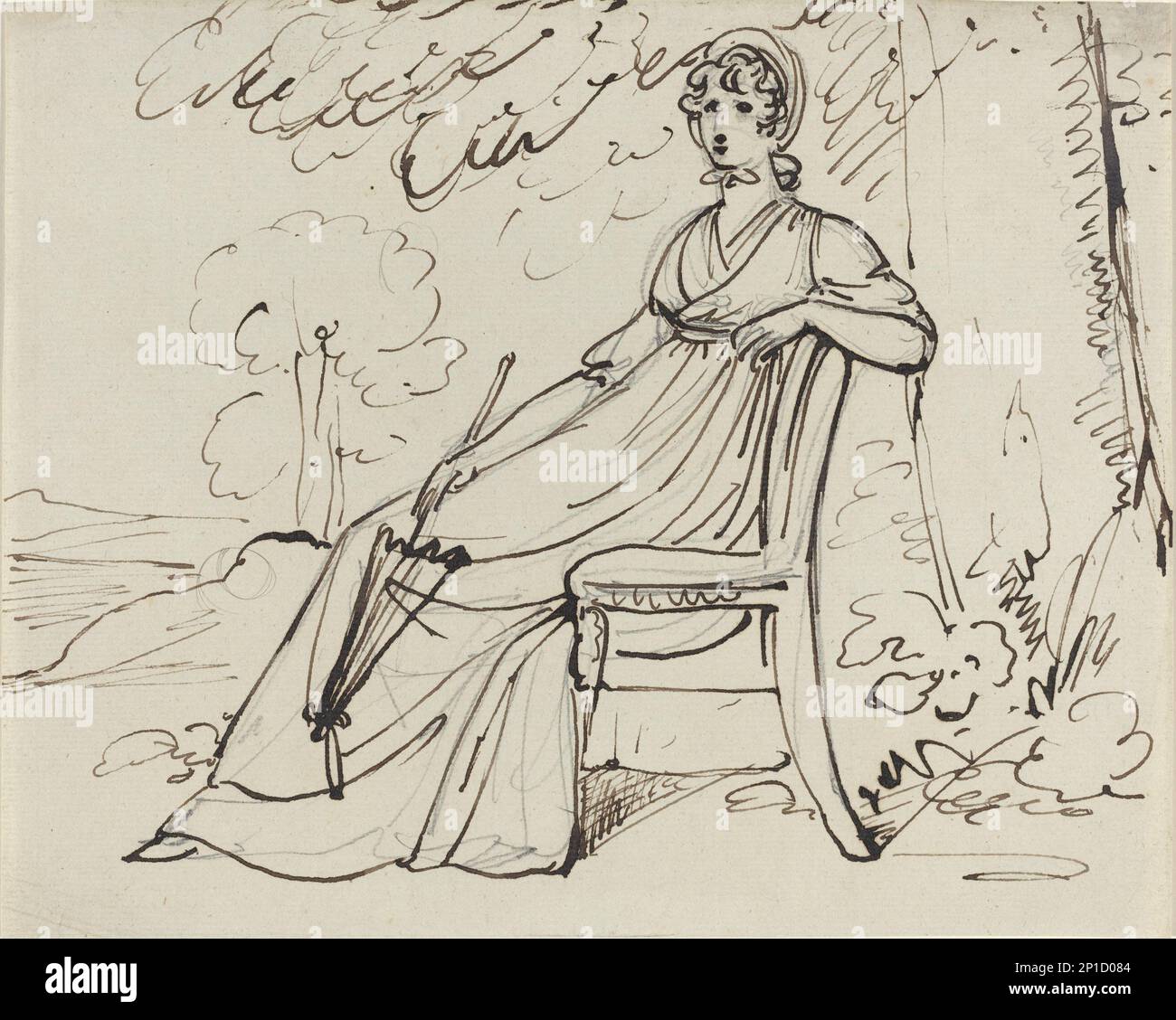 A Lady Seated with a Parasol, on or after 1794 Stock Photo - Alamy