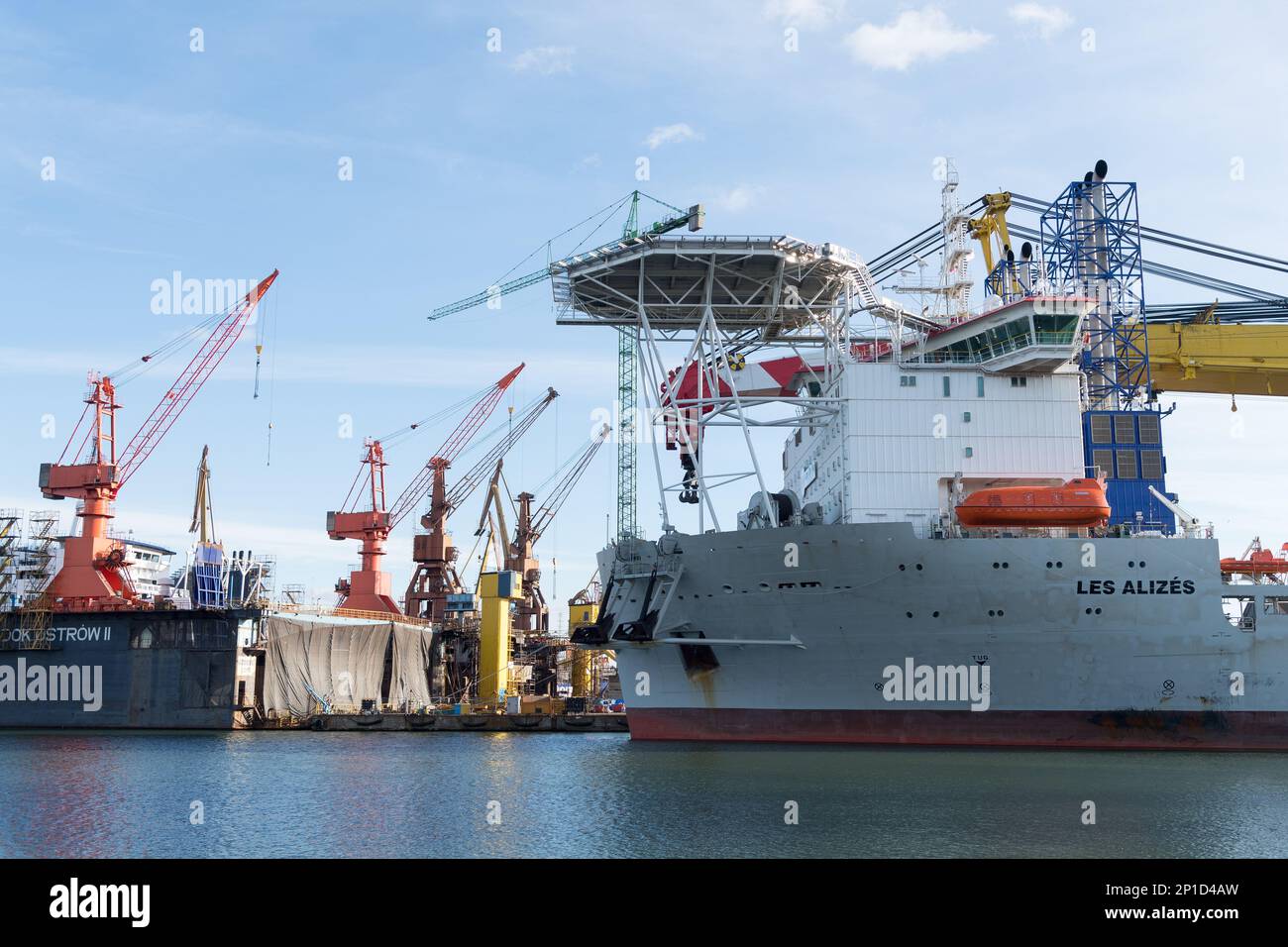 Gdansk, Poland. 3 March 2023. Remontowa Shipyard in Gdansk. Offshore ...