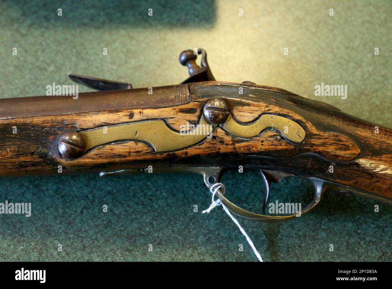 This May 5, 2016 photo shows the hammer and trigger of a Brown Bess ...