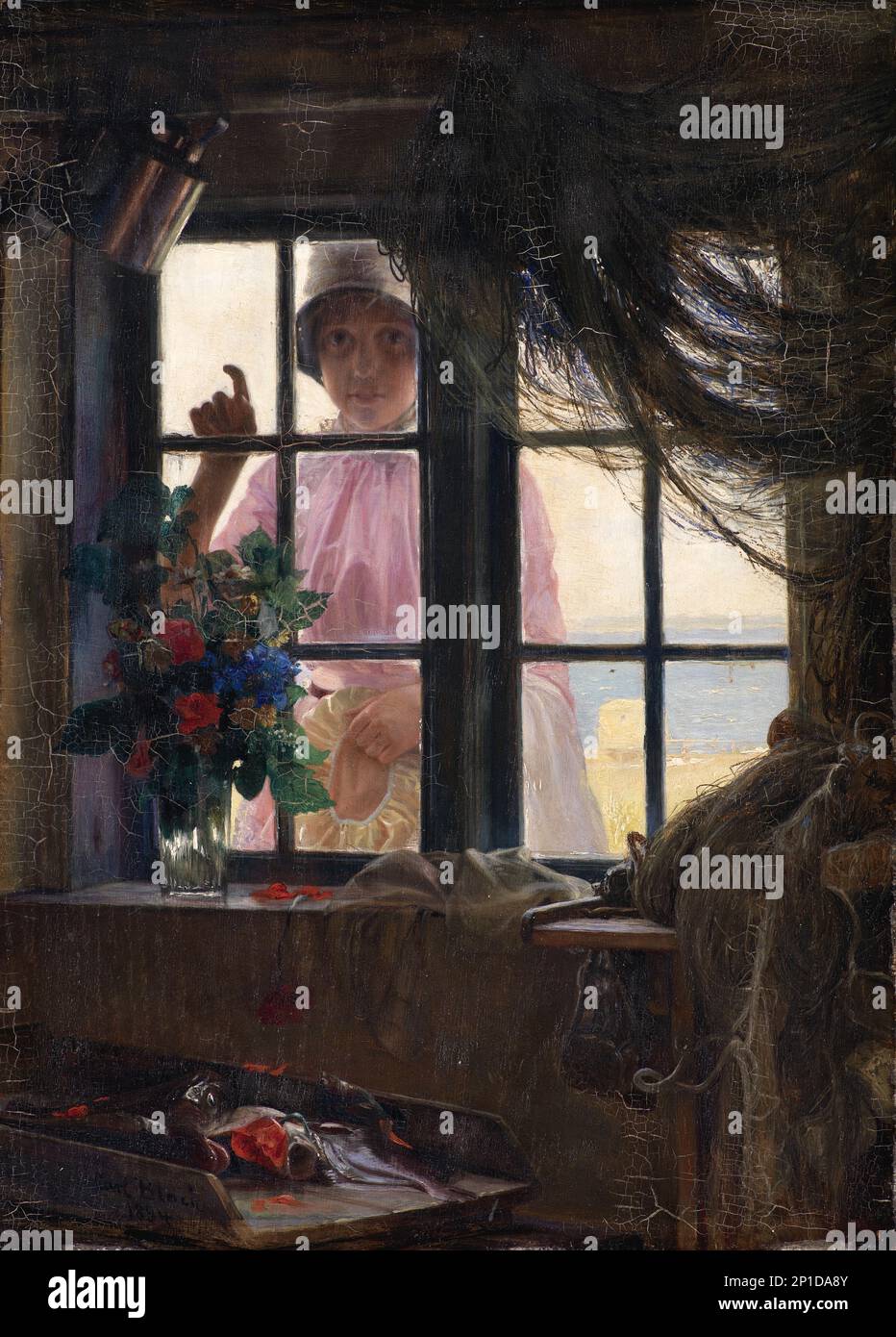 After the Bath. A Young Girl Knocking at the Fisherman's Window, 1884 ...