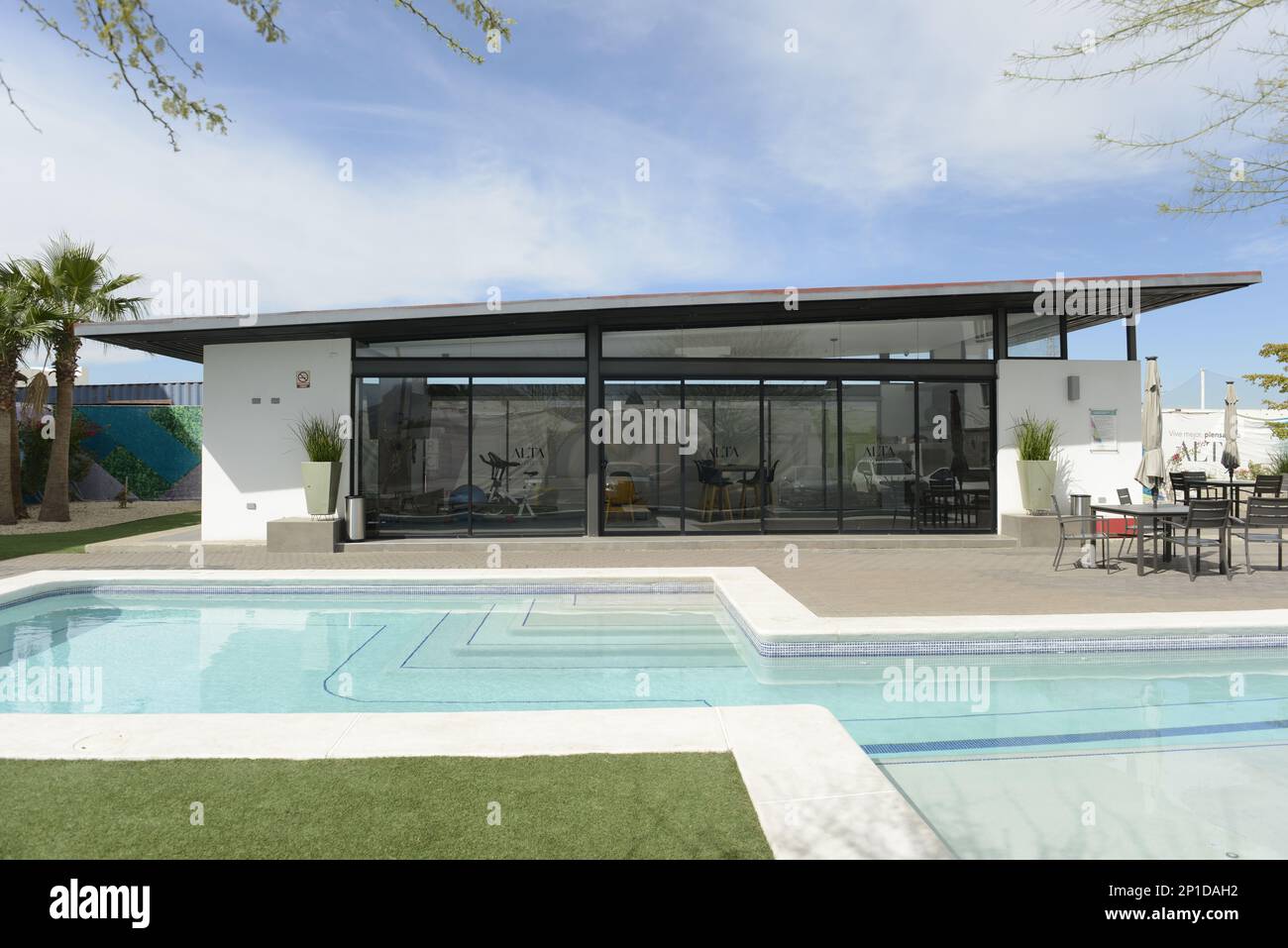 Alta Monaco Apartments fitness center and pool by LandPro in Hermosillo ...