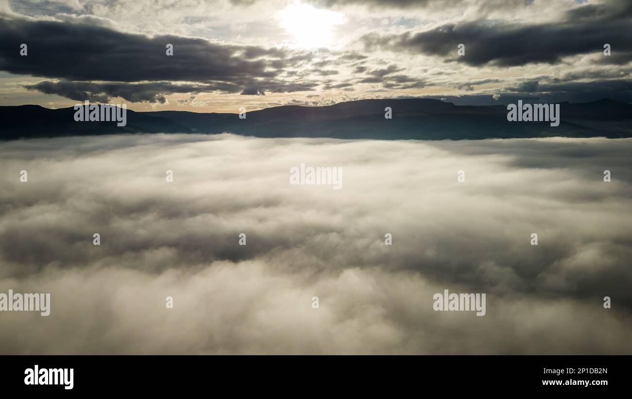 Fog above clouds sunset clouds fog inversion hi-res stock photography ...