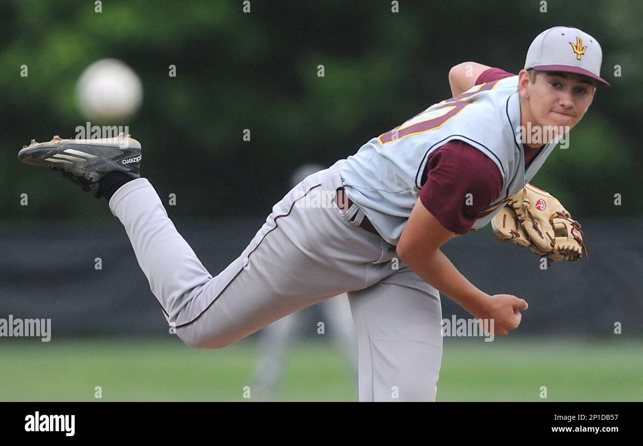 Russell's Jaden Layne pitches to Ashland during their baseball game ...