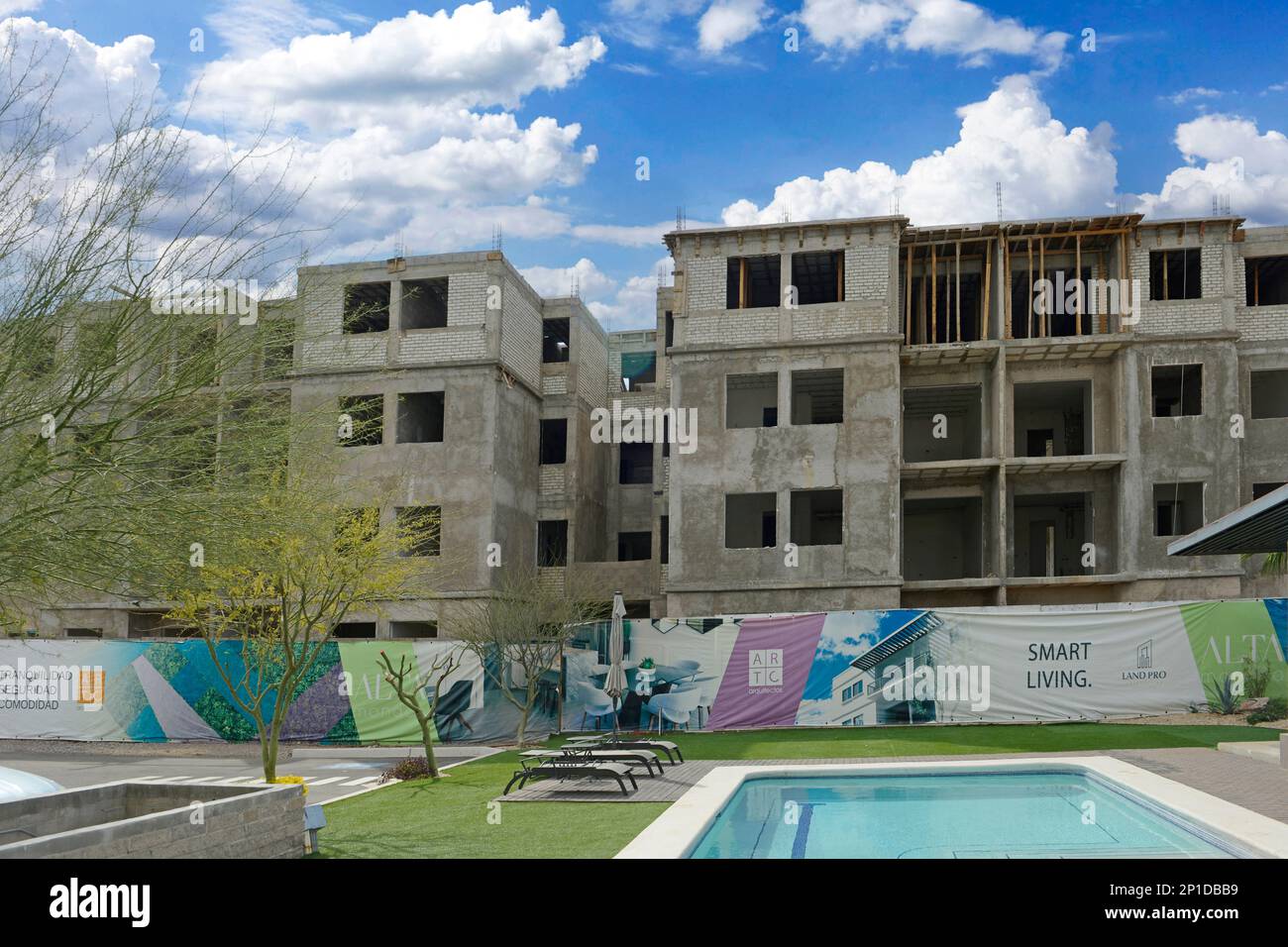 Under construction, the Alta Monaco apartments in Hermosillo, Mexico ...